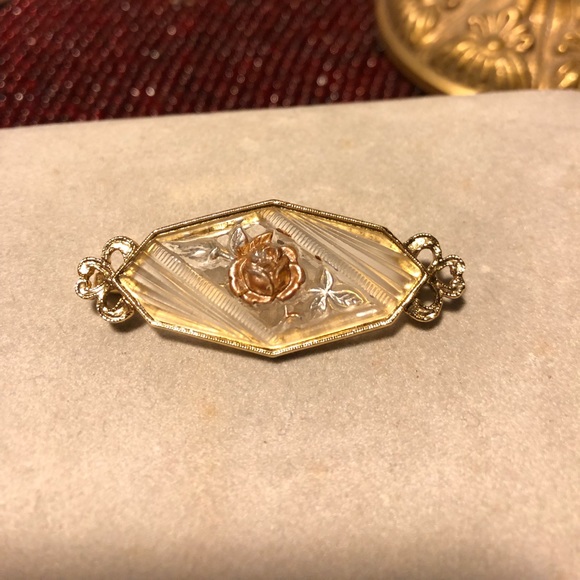 Vintage | Jewelry | Vintage Camphor Glass Rose Brooch Pin | Poshmark
